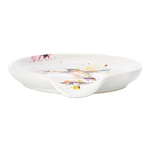 Dean Crouser 5 x 5 Glossy Ceramic Stoneware Spoon Rest (Hummingbird Watercolor)