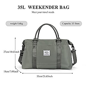 Travel Duffel Bag for Women, Overnight Weekender Bag with Wet Pocket & Trolley Sleeve, Carry On Tote for Sports Gym ,Green