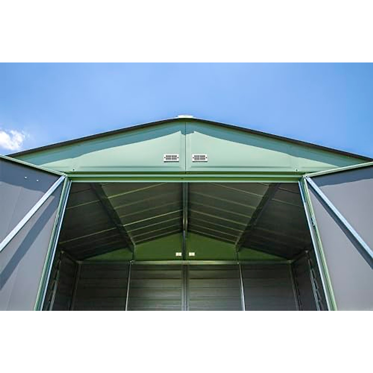 Arrow Select 10' x 8' Outdoor Lockable Steel Storage Shed Building, Sage Green