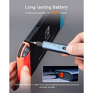 XCOOL Mini Electric Screwdriver Set with Drill Bits, 52-in-1 400RPM 5 Torque Settings Electric Precision Screwdriver, 48 Magnetic Bits, Pry Bar, Led, Tweezer, Electric Precision Screwdriver Kit for Pc