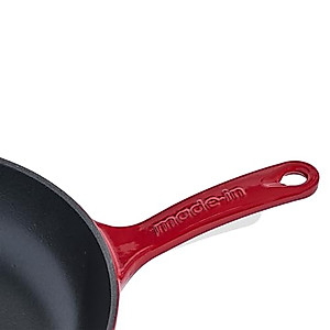 Made In Cookware - Enameled Cast Iron Skillet - Red - Exceptional Heat Retention & Durability - Professional Cookware - Crafted in France - Induction Compatible