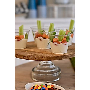 Mud Pie Wood Glass Cake Stand Set, 4 3/4" x 12" Dia | Server 8", Brown