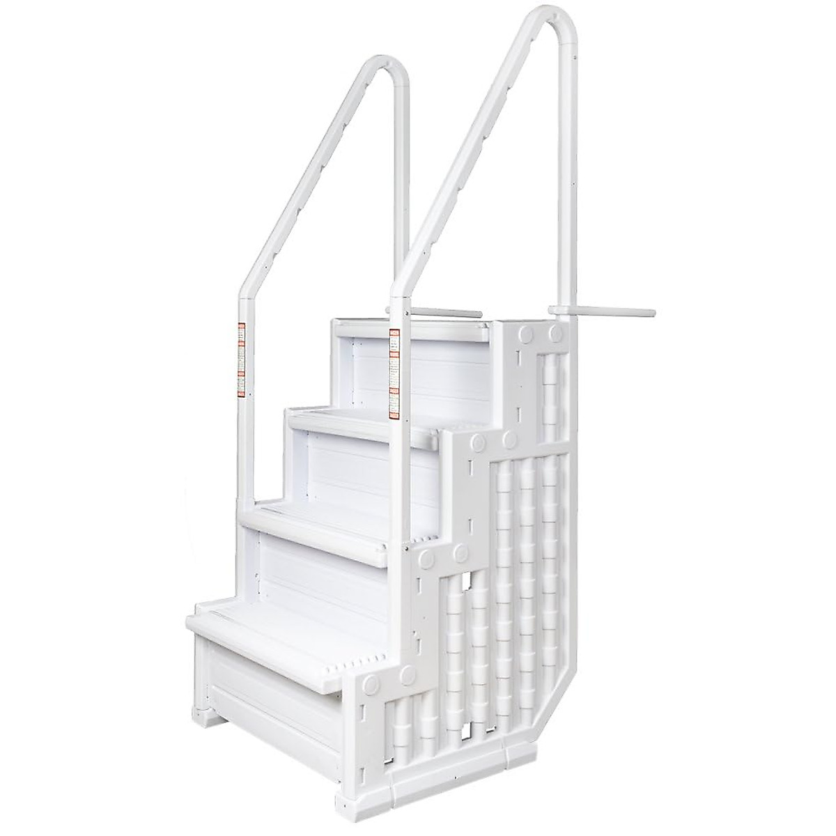 Aqua Select Everest in Pool Step and Outside Flip Up Ladder System | White | for Above Ground Swimming Pools | Wide Steps for Added Stability | Safety Stairs Capacity Up to 350 lbs