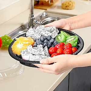 Patelai 10 pcs Plastic Veggie Tray with lid Fruit Trays Round Disposable Appetizer Serving Trays with 6 Divided Compartment for Vegetable Salad Food Snack Serving Platter