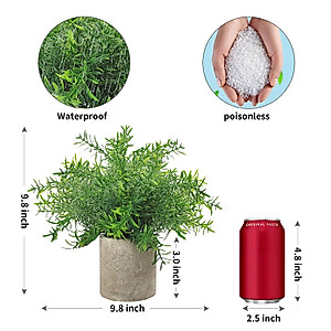 3 Pack Small Potted Artificial Plastic Plants,Mini Fake Rosemary Plant Faux Flower Houseplants for Home Decor Indoor,9.5" Tall Greenery Plants for Wedding Home Office Desk Garden,Indoor &Outdoor