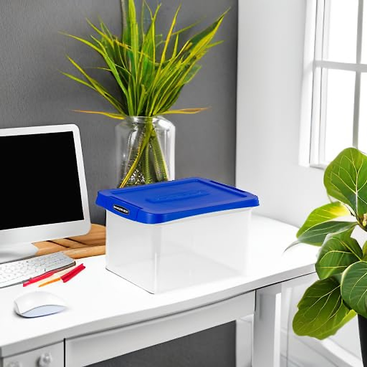 Bankers Box Heavy Duty Plastic File Storage Box with Hanging Rails, Letter/Legal, 1 Pack (0086205)