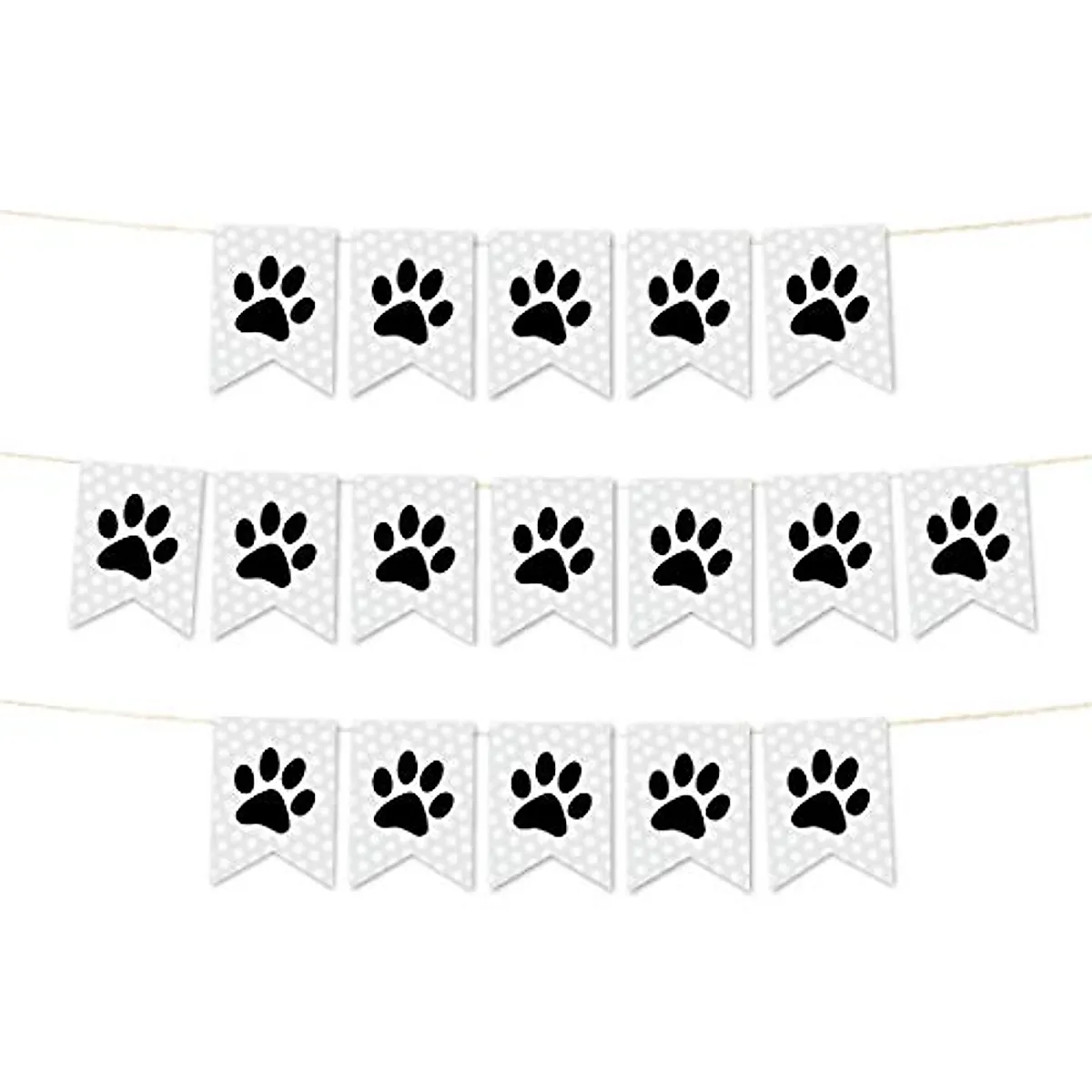 Andaz Press Hanging Pennant Party Banner with String, Animal Pawprint, 9-Feet, 1-Set, Decor Paper Decorations, Includes String