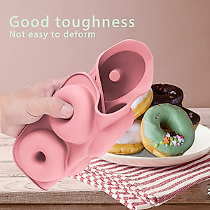 Silicone Donut Molds 2 Pack Non-Stick Silicone Donut Pan 6 Cavity Food Grade Baking Molds for Cake Donut Biscuit Bagels Muffins Blue+Pink