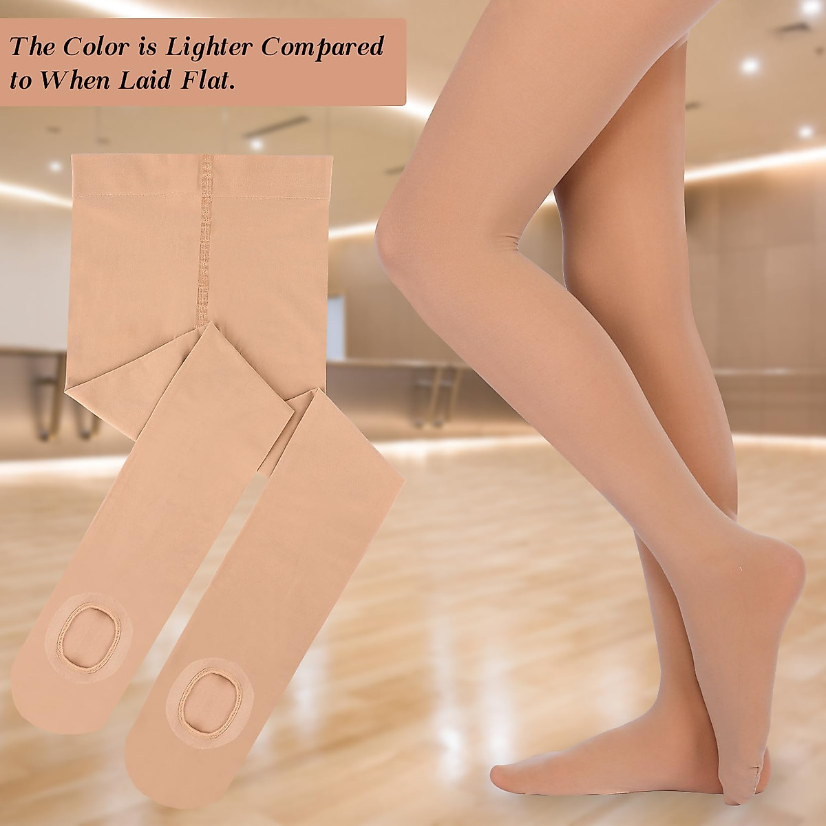 HiDance Girl's Women's Ballet Dance Tights, Ultra Soft Convertible Footed Dance Sockings Ballet Transition Tights