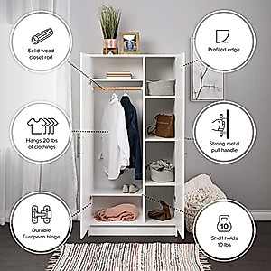 Prepac Elite Wardrobe with Storage, White