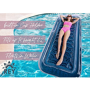 Inflatable Adult Tanning Pool I Suntan Tub – Outdoor Lounge Kiddie Blow Up Blowup One Person Personal and Float for Relaxation Sunbathing l Reybed (Blue)