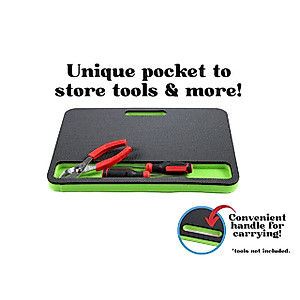 Polar Whale 2 Portable Knee Cushions Green and Black with Tool Pocket for Home Garden Work Automotive Workshop More Durable Thick Comfortable High Density Waterproof Foam 15 x 10 Inches Kneeling Pad