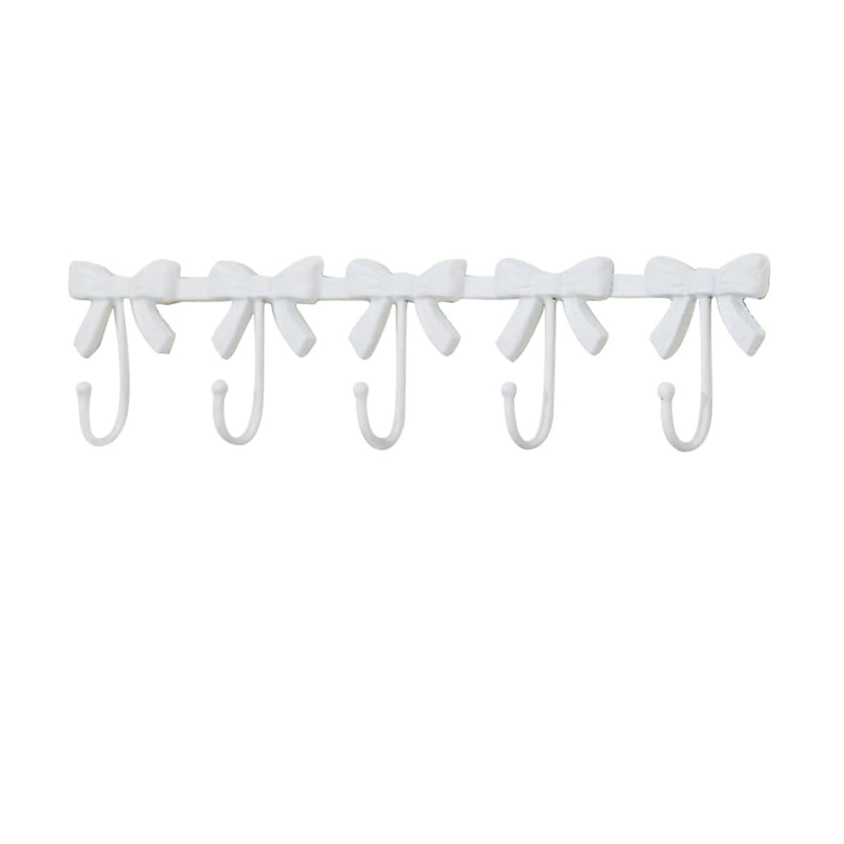 BOOMLATU White Bow Shape Hook Rustic Coat Rack Wall Hook,Metal Decorative Hook Wall Mounted Bow Coat Hook for Home Kitchen Bathroom Office (White, 5 Hooks)