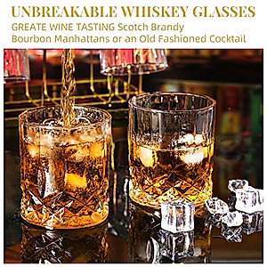 RorAem Whiskey Glasses Set of 4 - Bourbon Glasses Crystal Rocks Glasses Whiskey Gifts for Men Old Fashioned Glasses for Whiskey Cognac Scotch Cocktail Vodka Liquor Rum Home Bar 11oz