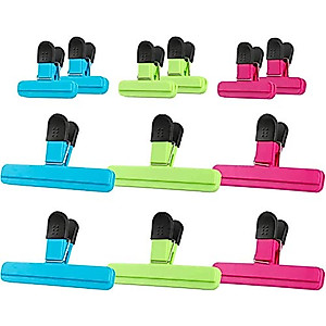 Large Chip Bag Clips Food Clips Plastic Heavy Duty Air Tight Seal Grip, Strong Grip Kitchen Food Bag Clips, Good Sealing Bag Clips for Coffee Bags, Potato Chip Bag, Cereal Bags, Candy Bag (12, Size 2)