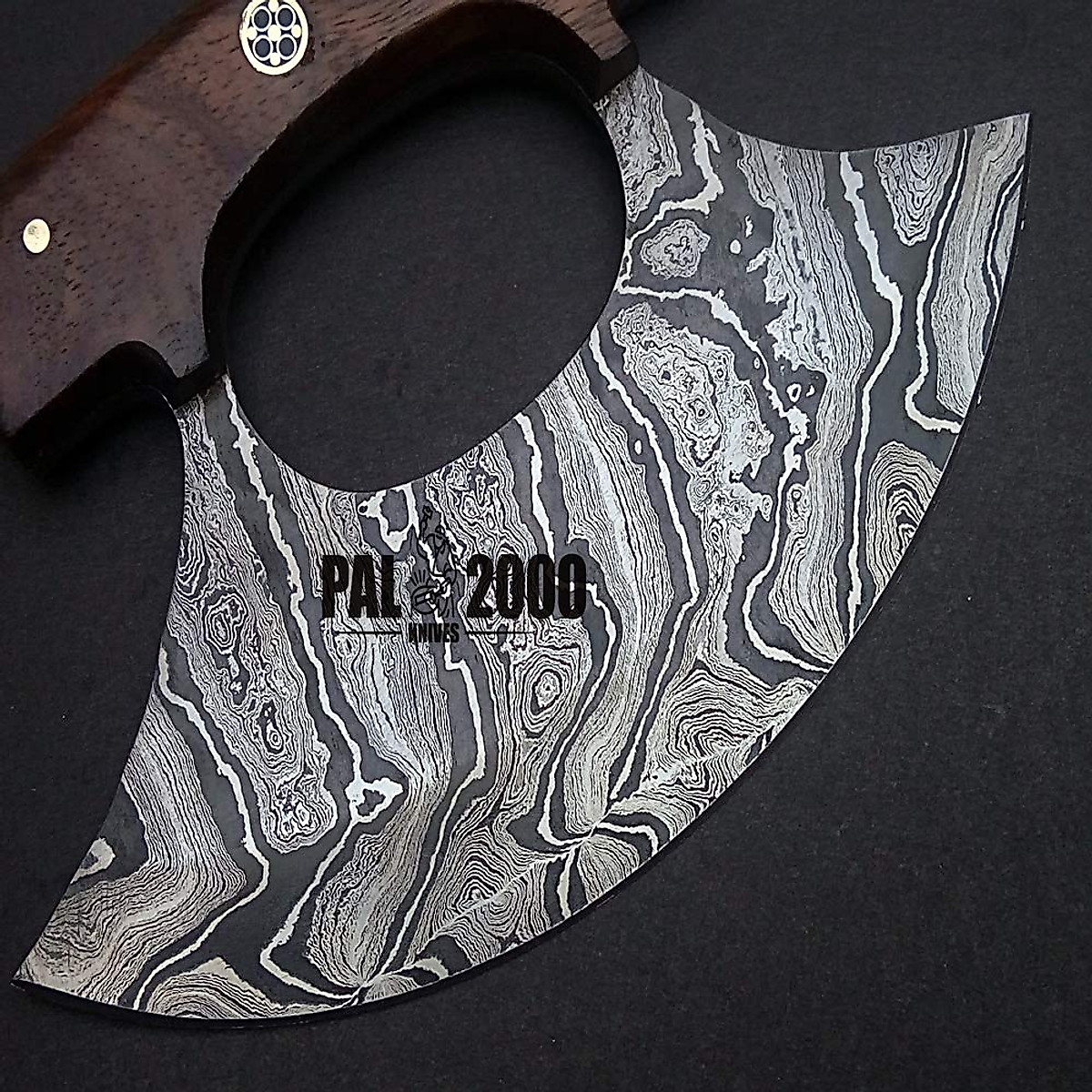 Knives - Alaskan Ulu - Mezzaluna Ulu Knife - Pizza Cutter Ulu - Traditional Ulu - Handmade Damascus Steel - Ulu Knife - Vegetable Chopping Ulu - Blade Ulu Knife - 9330