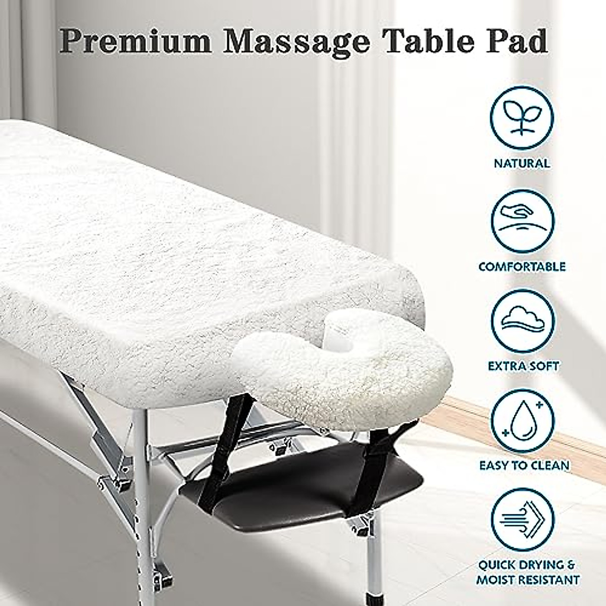 Massage Table Pad Set Premium Fleece Professional SPA Massage Bed Pad, Natural & Thickened & Extra Soft Fleece Massage Table Cover, Includes Pad and Face Rest Cover, 31” W x 72” L