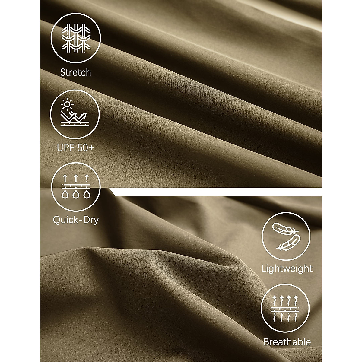 Men's Lightweight Quick Dry Hiking Running Pants Outdoor Sports Breathable Zipper Pockets Athletic Work Pants Khaki L