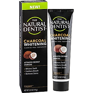 The Natural Dentist Charcoal Whitening SLS-Free Toothpaste, Cocomint, 5 Ounce Tube