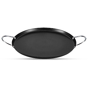 Alpine Cuisine Nonstick Round Paella Pan, 13-Inch, Black Carbon Steel, Oven Safe, Non-Magnetic