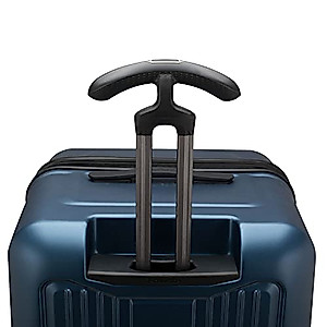 Traveler's Choice Ultimax II 26" Medium Trunk Spinner Luggage, Tie Down Straps, Matte Navy, Checked Inch