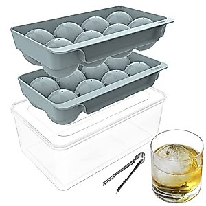 ITWIST Large Ice Ball Maker Mold, Round Ice Cube Tray with Tongs Easy Release, 16x2.5in Sphere Ice Trays for Freezer, Round Ice Molds for Whiskey, Bourbon, Cocktails & Drinks