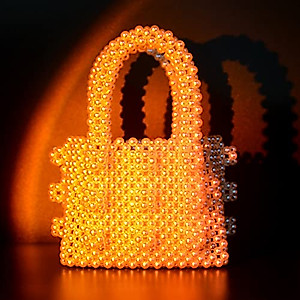 Miuco Womens Beaded Handbags Handmade Weave Crystal Pearl Mini Bags Wedding clutch