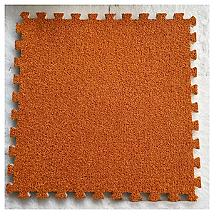 12pcs Non-Slip Interlocking Foam Tile Floor Mats,PE Square Puzzle Foam Carpet Tiles,12X12in Fluffy Cushion Plush Split Joint Climbing Carpet Mats-with Border(Color:Orange)