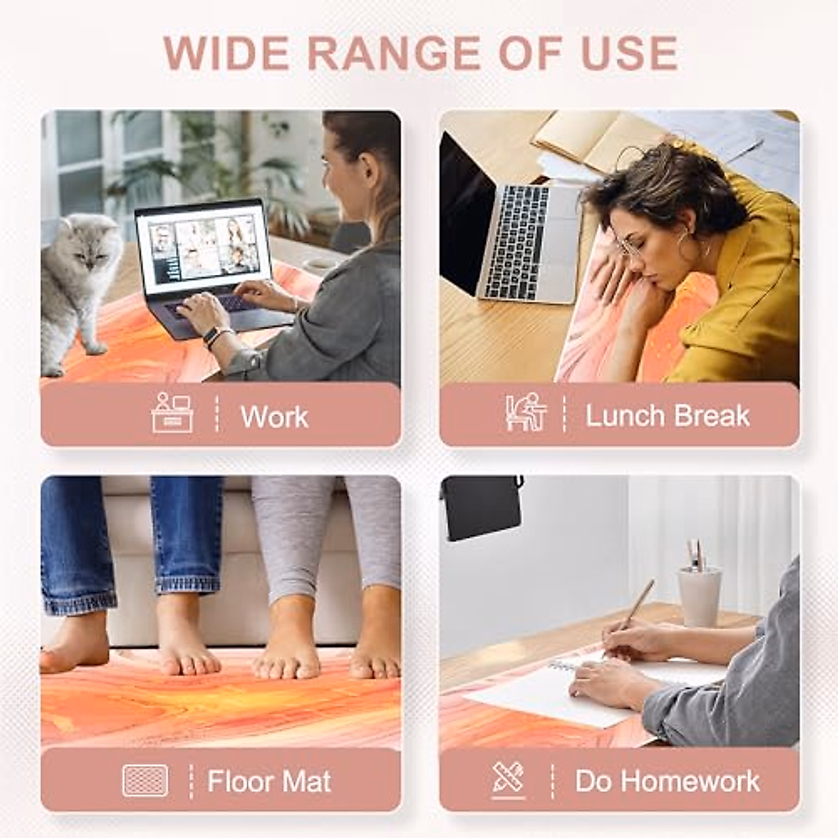 HAOCOO Heated Desk Pad Large, Warm Mouse Pad Gaming, Computer Desk Mat for Desktop, 3 Levels Heating, Auot Shut Off, PU Leather Laptop Keyboard Mat for Home Office,Rose Gold Pink
