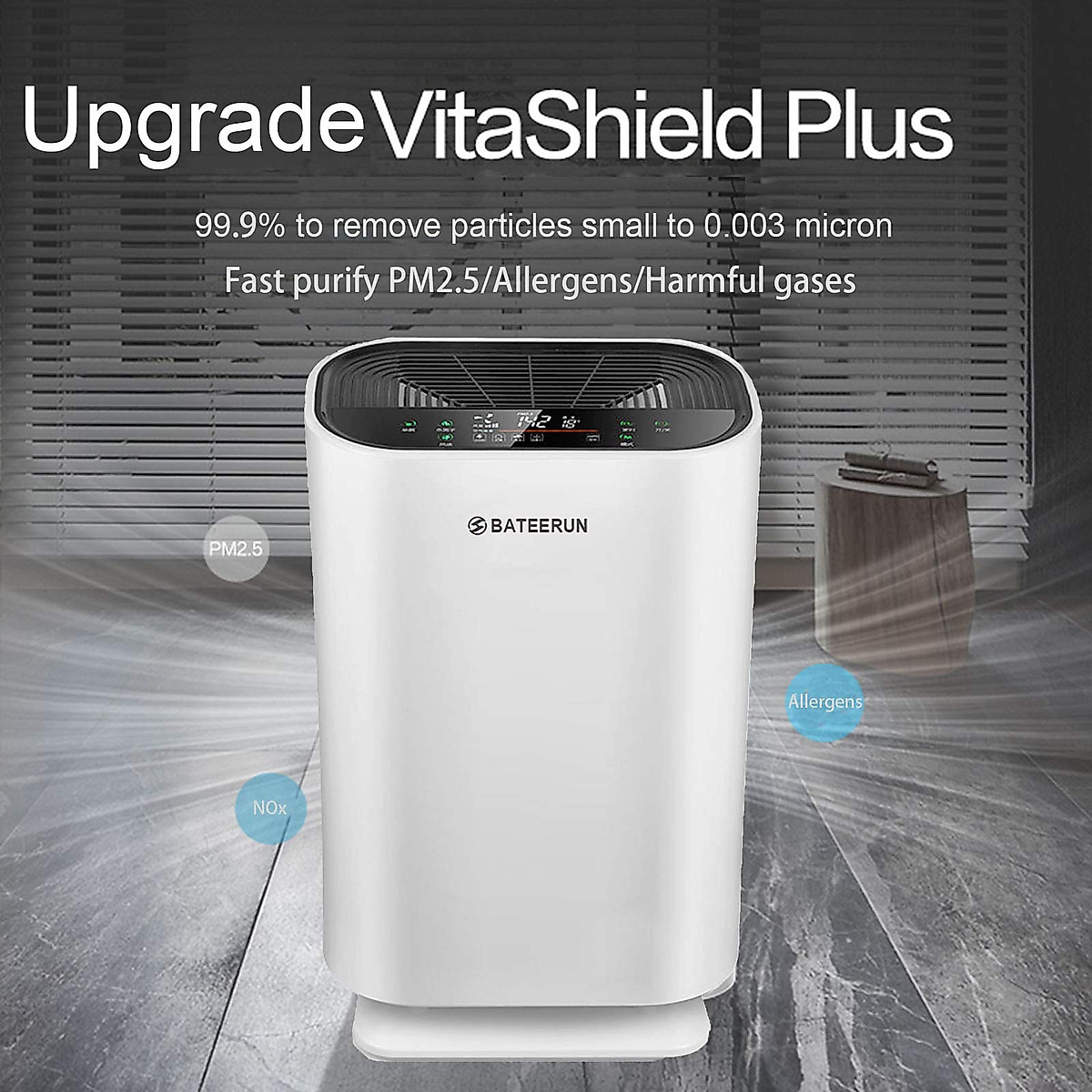 BATEERUN True HEPA Filter Air Purifiers, Quiet Air Cleaner. True HEPA Air Purifiers Filter for Bedroom, Large Room 2 PACK