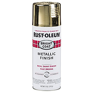 Rust-Oleum 7710830 Stops Rust Bright Coat Metallic Spray Paint, 11 Ounce (Pack of 1), Gold & Krylon K05545007 COLORmaxx Spray Paint and Primer for Indoor/Outdoor Use, Gloss White 12 Oz (Pack of 1)