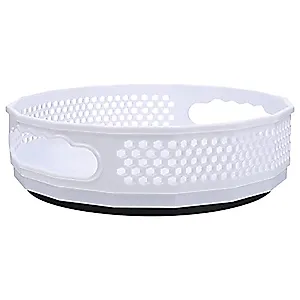 Hemoton Kitchen Rotating Storage Tray Turntable Spice Rack Holder Lazy Susan Turntable Organizer for Kitchen Cabinet Pantry White