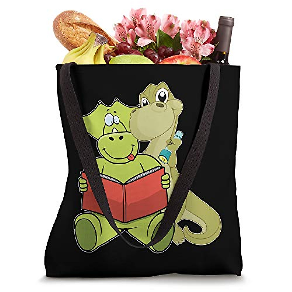 Dinosaur Gift Kids Book Reading Library School Triceratops Tote Bag