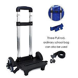 PROTAURI Backpack Trolley with 6 Wheels can Climb Stair, Foldable Rolling Luggage Cart, Adults/Student/Kid's Roller Attachment for School Bags/Backpacks