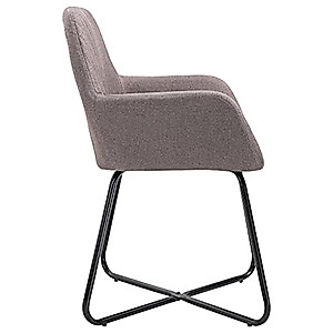 FAMIROSA 2 Piece Modern Dining Chairs Set Fabric Upholstery Soft Seat Side Chair with Armrest Steel for Kitchen Dining Room Living Room 24"x24"x33.1" (W x D x H), Taupe Fabric