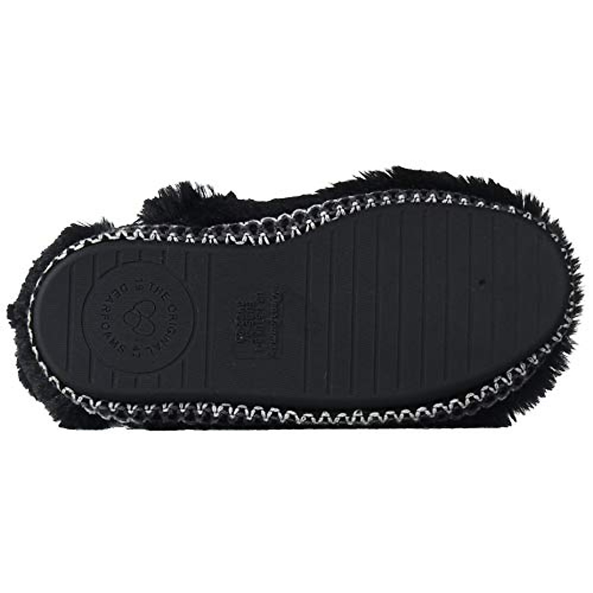 Dearfoams Unisex-Kid's Charlotte faux faux fur Bootie Slipper, Black, 2-3 Big