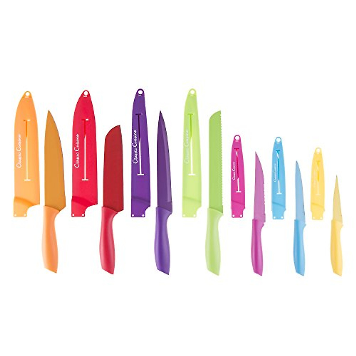 Classic Cuisine 14 Pc Colored Knife Set with Sheaths-Pro Grade, Assorted