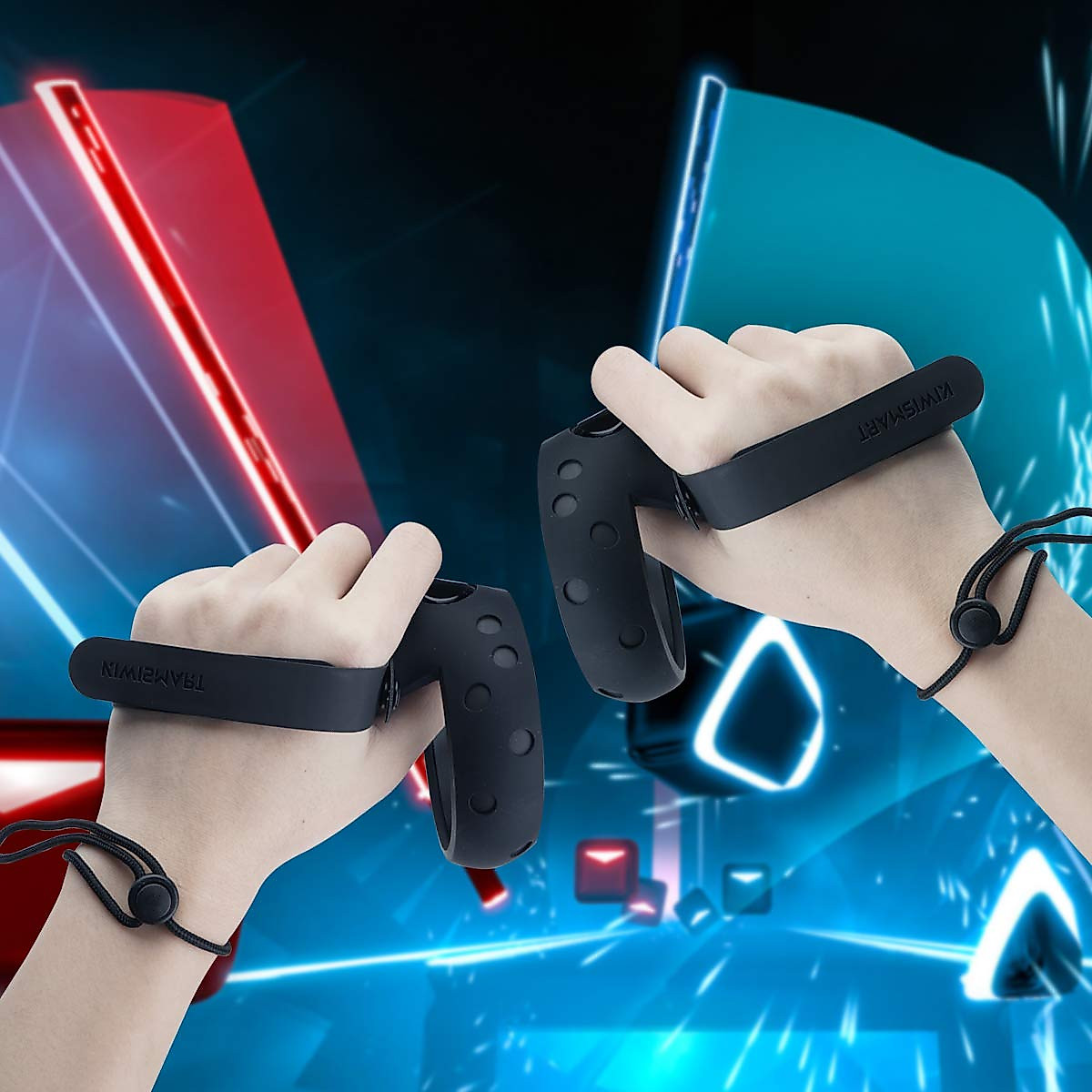 KIWISMART Touch Controller Grip Cover & Knuckle Strap for Oculus Quest/Oculus Rift S Touch Controller Grip Accessories with Adjustable Wrist Strap (Not for Oculus Quest 2)