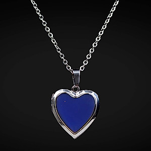 FM FM42 Temperature Sensing Color Changing Heart Openable Locket Pendant Necklace with 19.29" Stainless Steel Rolo Chain ZN1130