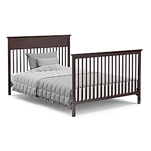 Storkcraft Carmel 5-in-1 Convertible Crib (Espresso) - GREENGUARD Gold Certified, Converts to Toddler Bed & Full-Size Bed, Fits Standard Full-Size Crib Mattress, 4 Adjustable Mattress Heights