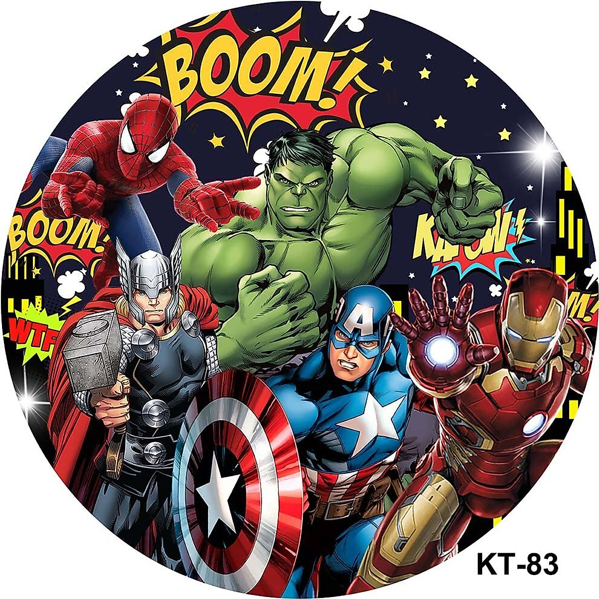 Generic MARVEL Spiderman Iron Man Hulk Banner Round Backgrounds Cloth Party Circle Backdrop for Kids Birthday Party Decoration Covers MARVEL/Spray Painted/Sichuan/Polyester & Thin vinyl/photo backgrou