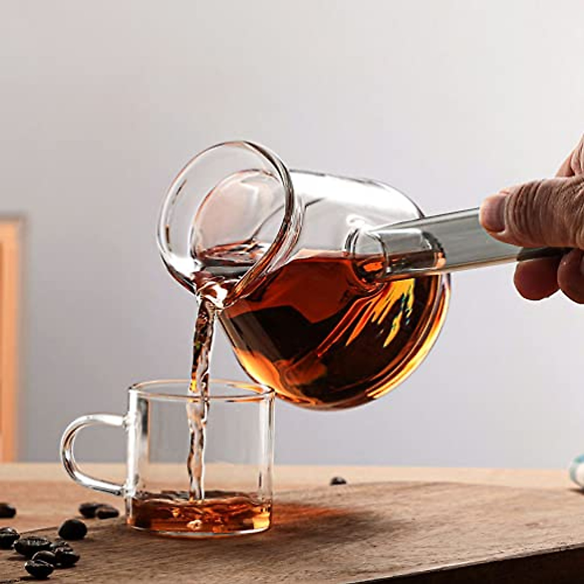 Zerodeko 2pcs Turkish Coffee Pots with Handle, Glass Stovetop Tea Pots Heat Resistant Side Handle Teapot Kettle Hot Chocolate Maker Stovetop Coffee Maker (450ML)