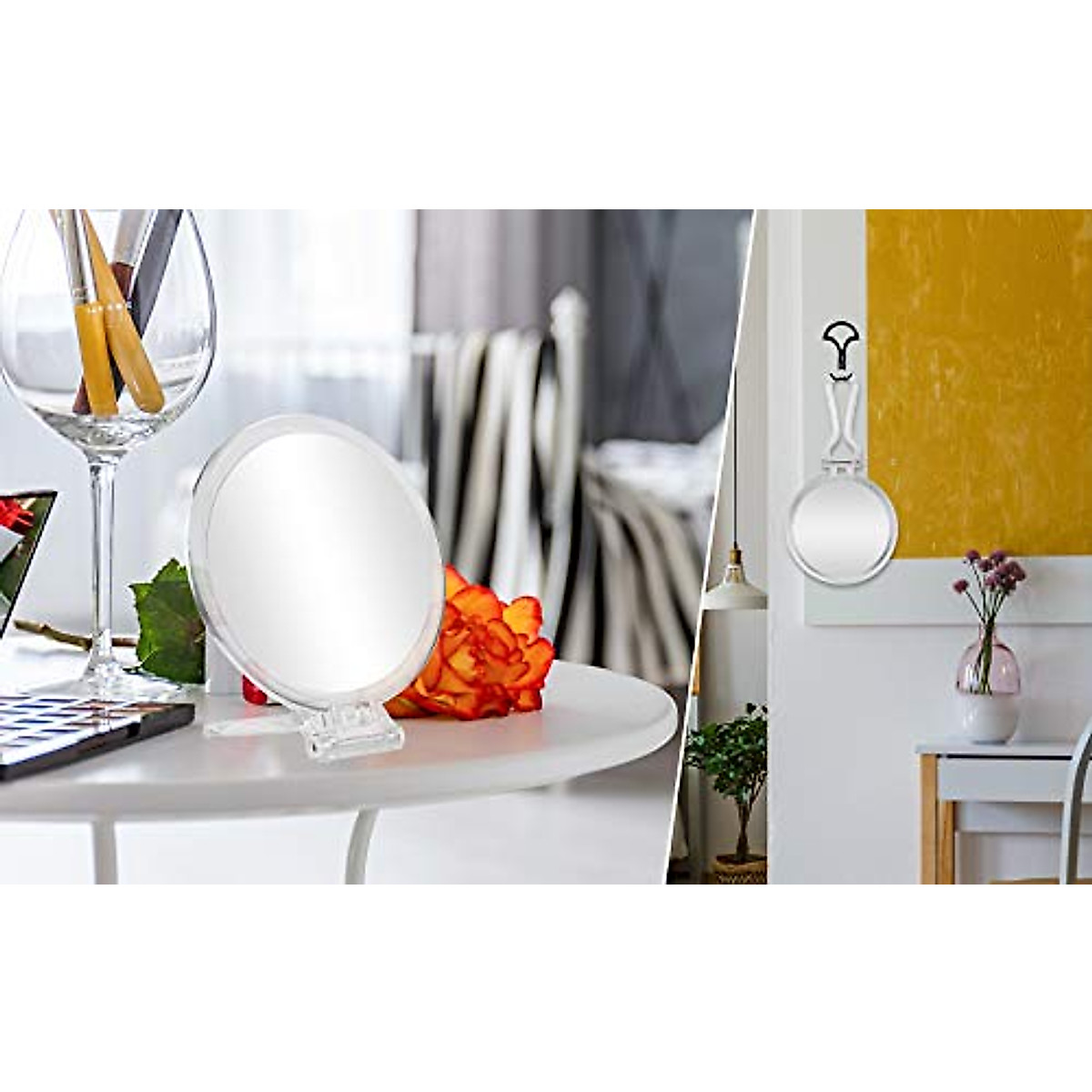 Snowflakes Double Sided Folding Handheld Mirror 1X/10x Magnification Hand held Mirror.