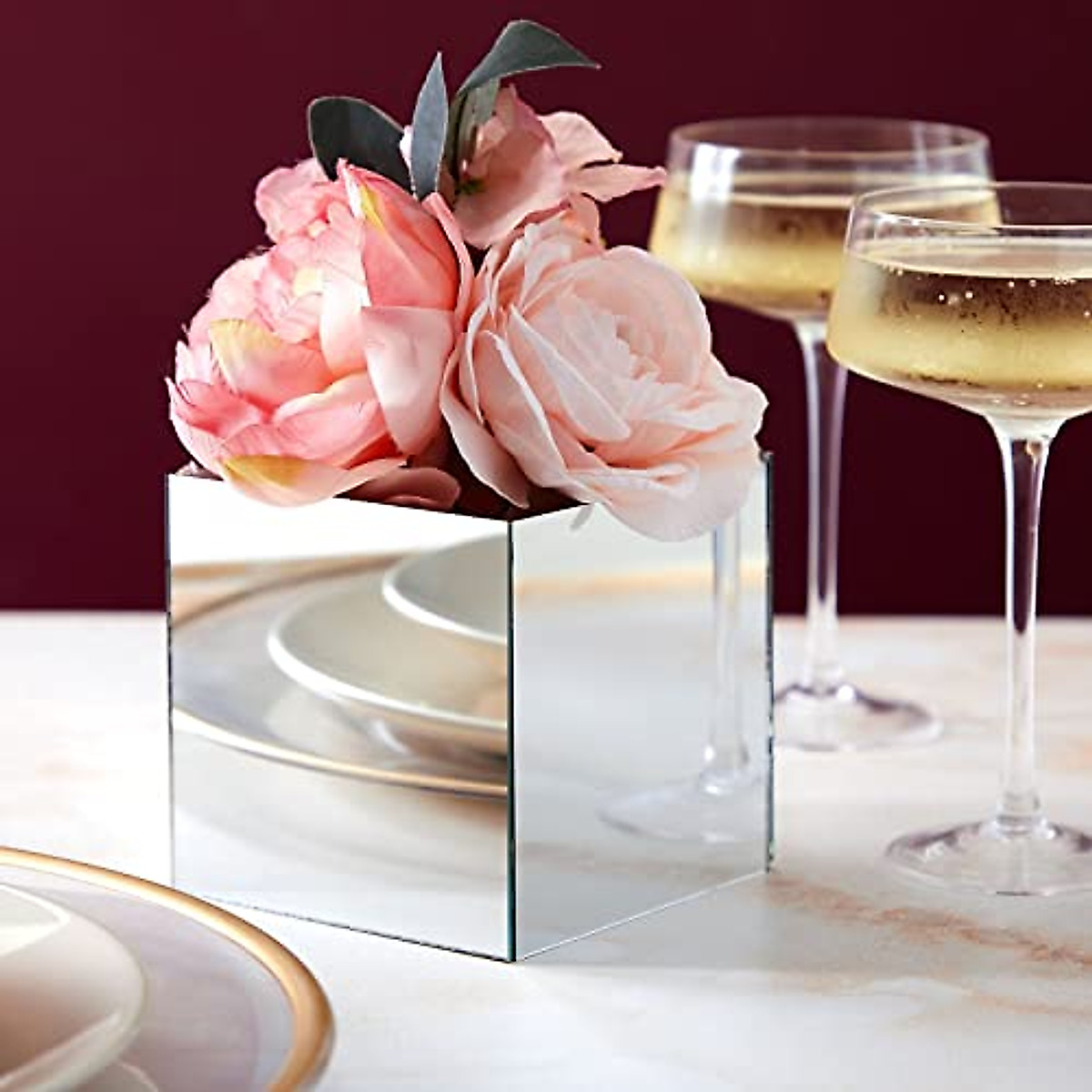 Bright Creations 50 Pack Square Glass Mirror Tiles, 4 Inch Panels for Crafts, Centerpieces, DIY Home Decor