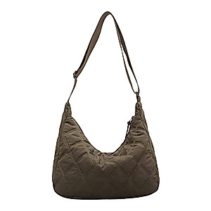 Puffy Tote Bags Women Quilted Puffer Handbag Lightweight Padded Crossbody Shoulder Travel Shopping Tote Girls Hobo Bag Purse Green