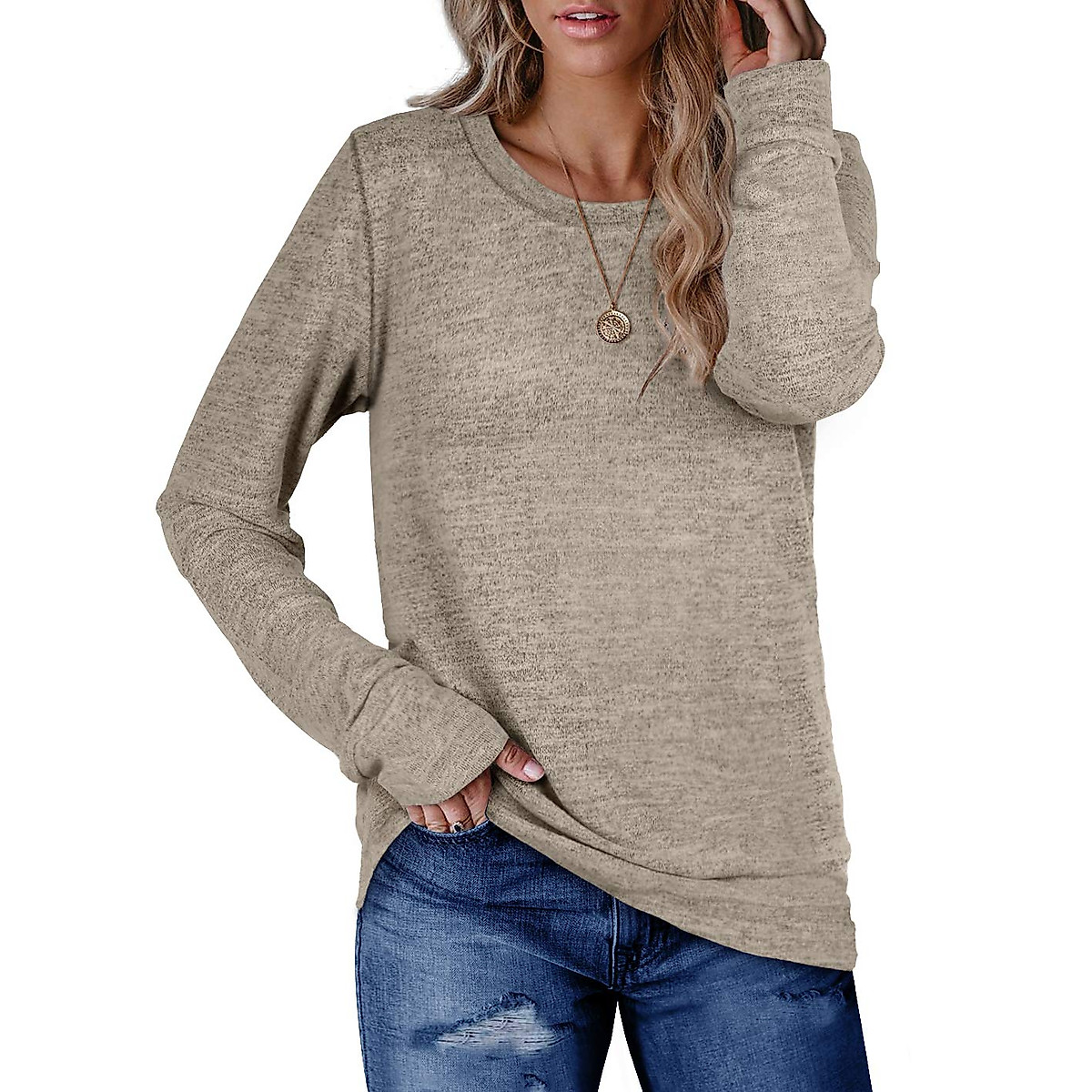 Womens Pullover Knit Sweaters Tunic Sweatshirts Crewneck Winter Clothes L