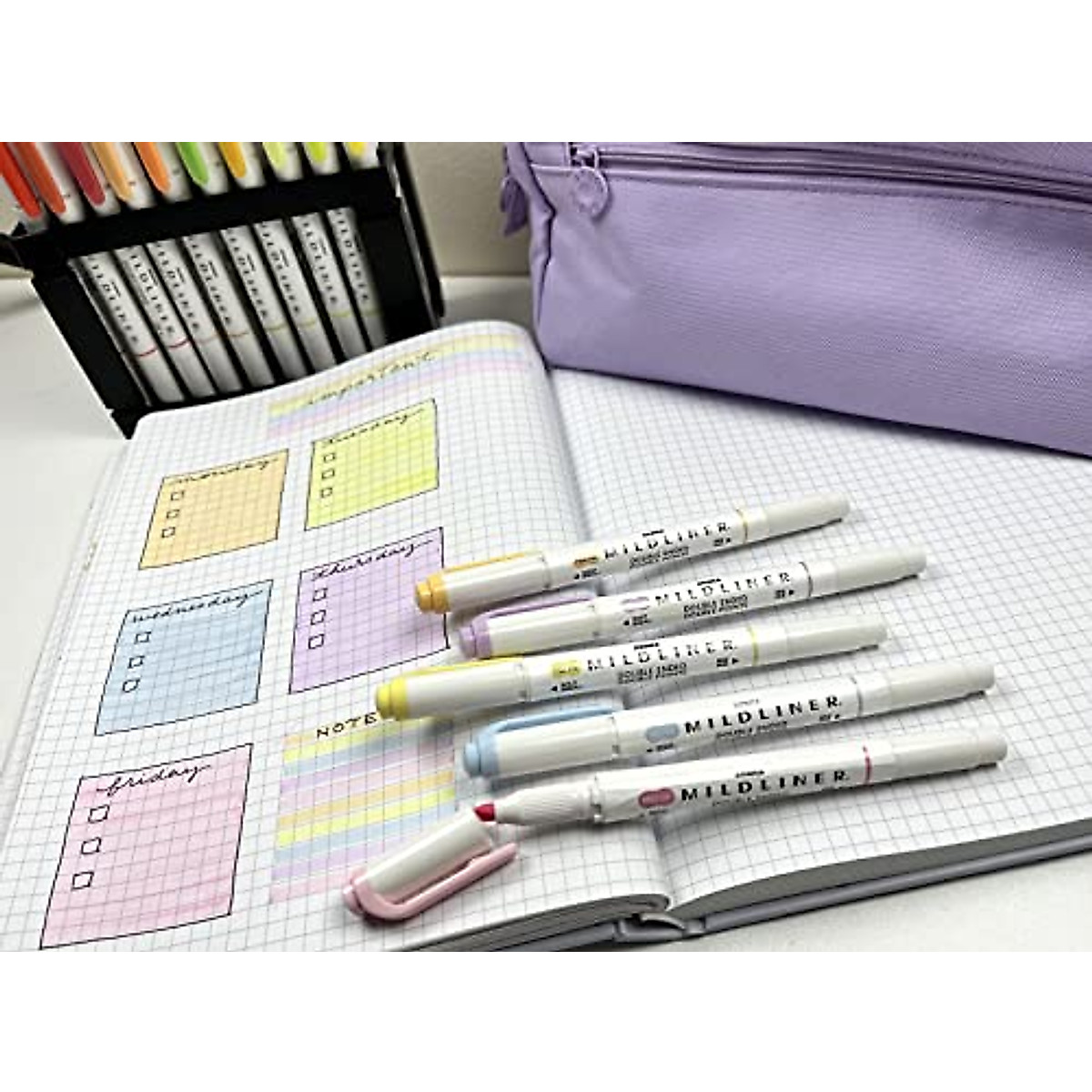 Zebra Pen Mildliner Double Ended Highlighter Set, Chisel and Bullet Point Tips, Assorted Neutral and Gentle Ink Colors, 10-Pack (78701)