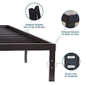 Homdock Twin XL Bed Frame, Heavy Duty 16 Inch Metal Platform Mattress Foundation/Sturdy Strong Steel Structure/Fits to 3500 lbs/Noise Free/None Slip/No Box Spring Needed/Black Finish
