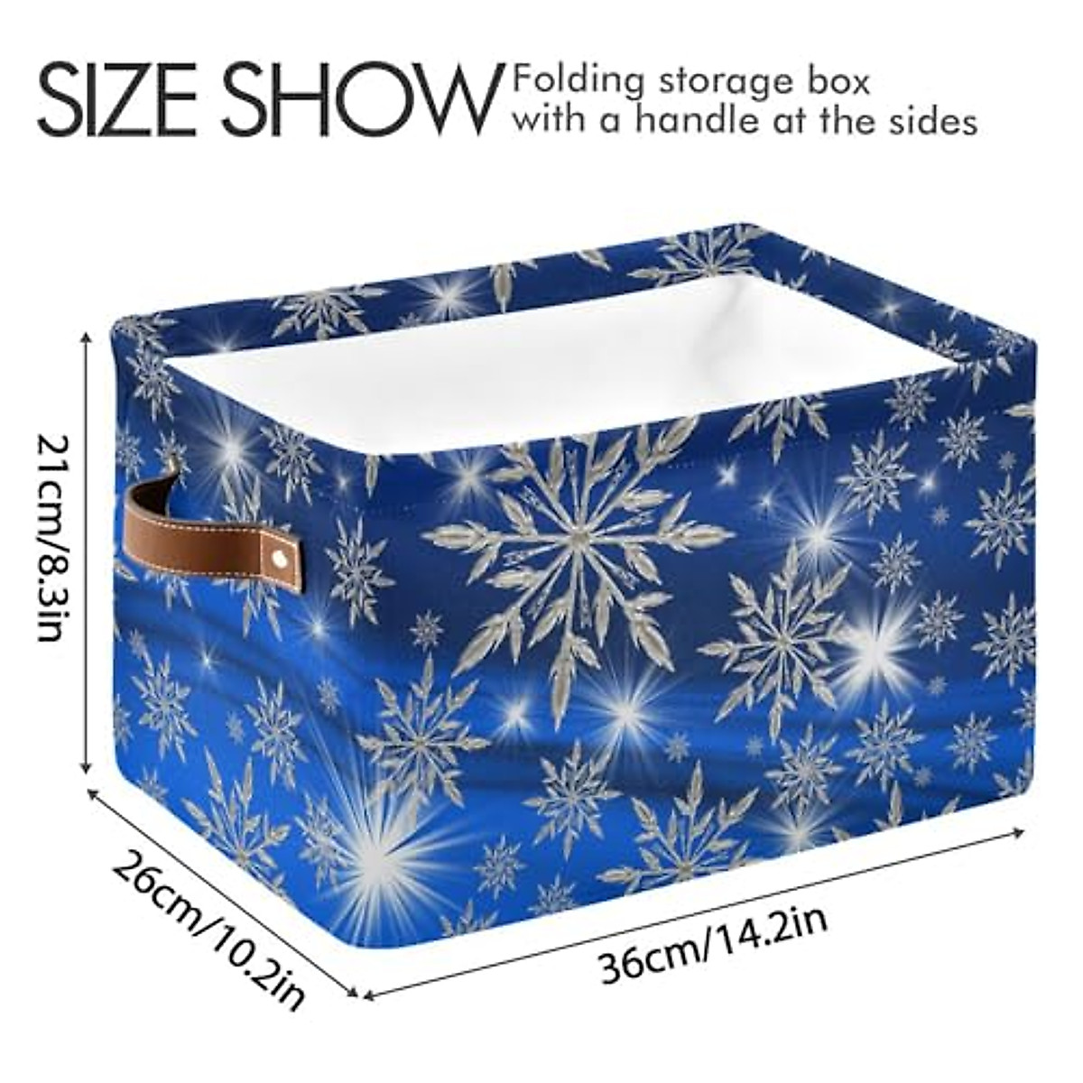 Snowflakes Christmas Storage Basket Bins Foldable Laundry Hamper Toy Storage Bins Box Organizer for Home Boys Girls Office Closet Shelf Nursery Baskets,1 pcs