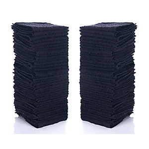 SIMPLI-MAGIC 79217 Black Cotton Washcloths, 12" x 12", 24 Pack